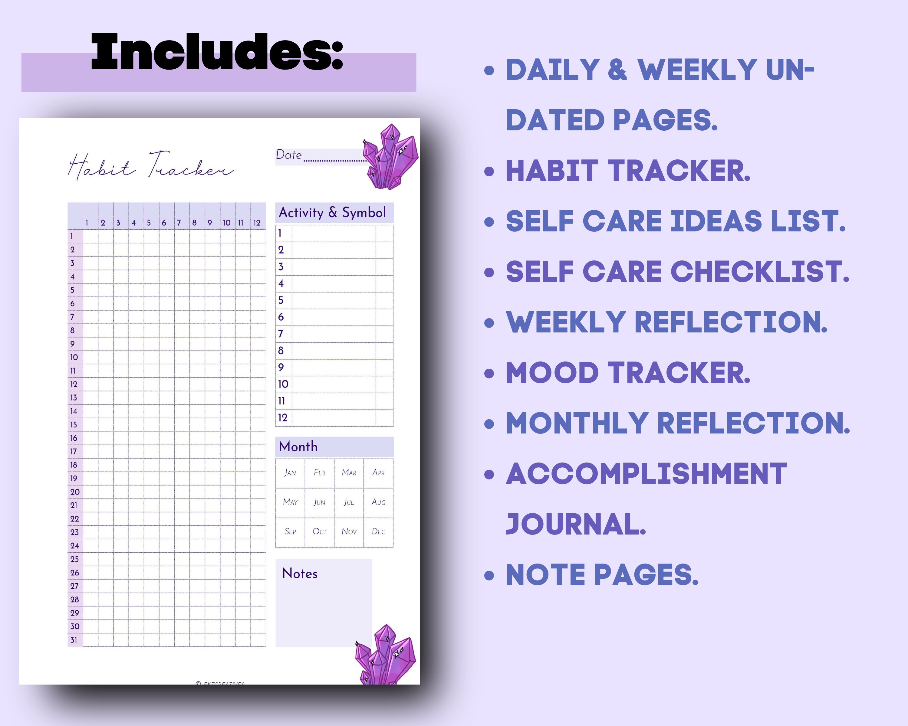 Habit Tracker Printable Mood Tracker Printable Digital Habit Tracker ...