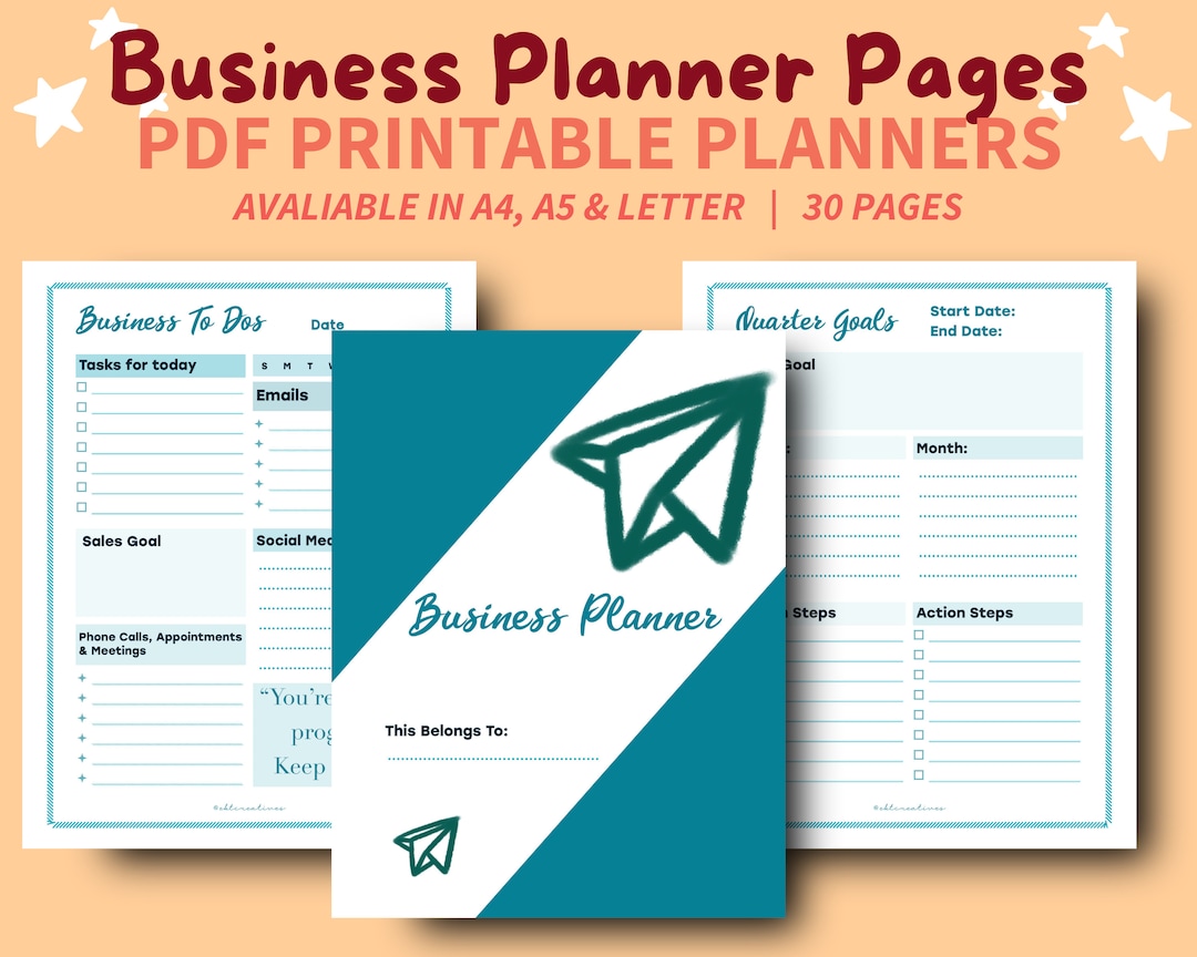 Business Printable Planner Pages Business Plan Content Planner Creative ...