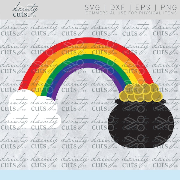 Rainbow Pot of Gold Clip Art - Etsy