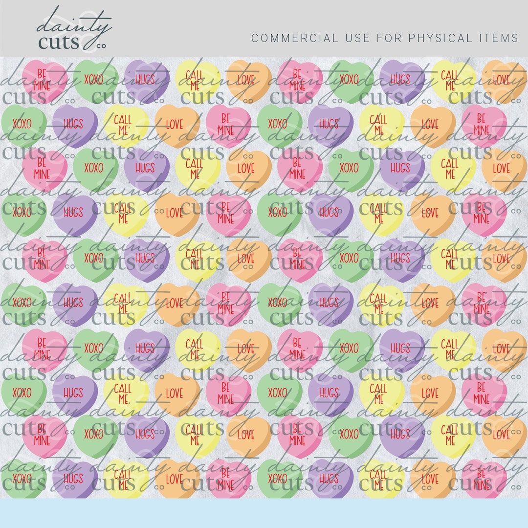 Candy Heart Digital Paper - Etsy
