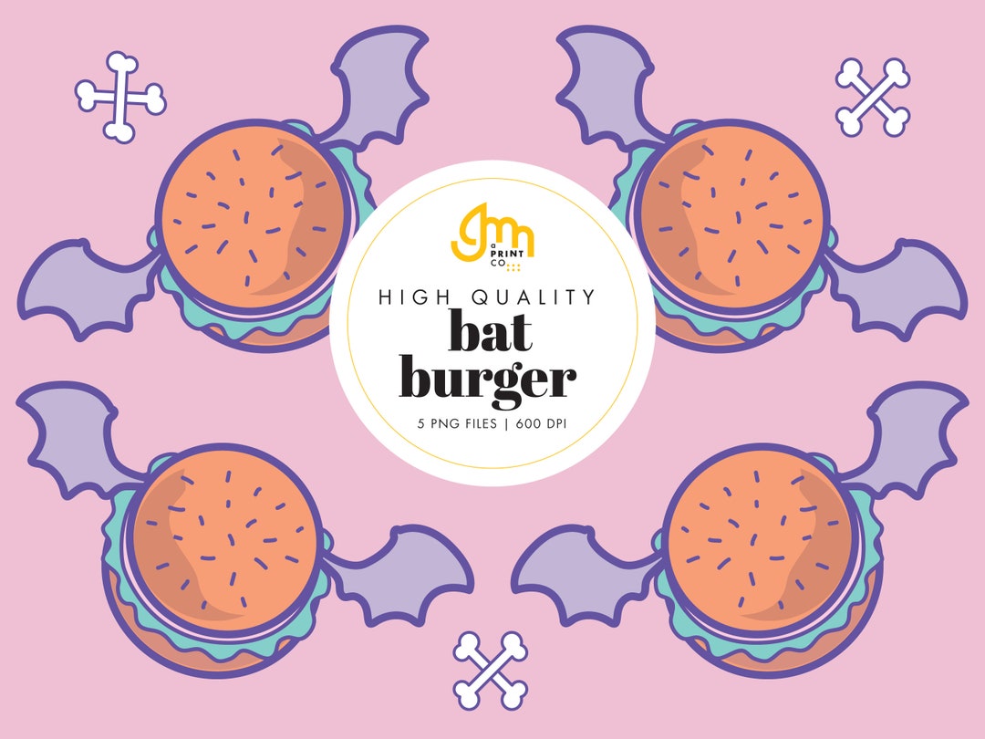 Bat Burger Clipart, High Quality PNG, Halloween Food Clipart PNG ...