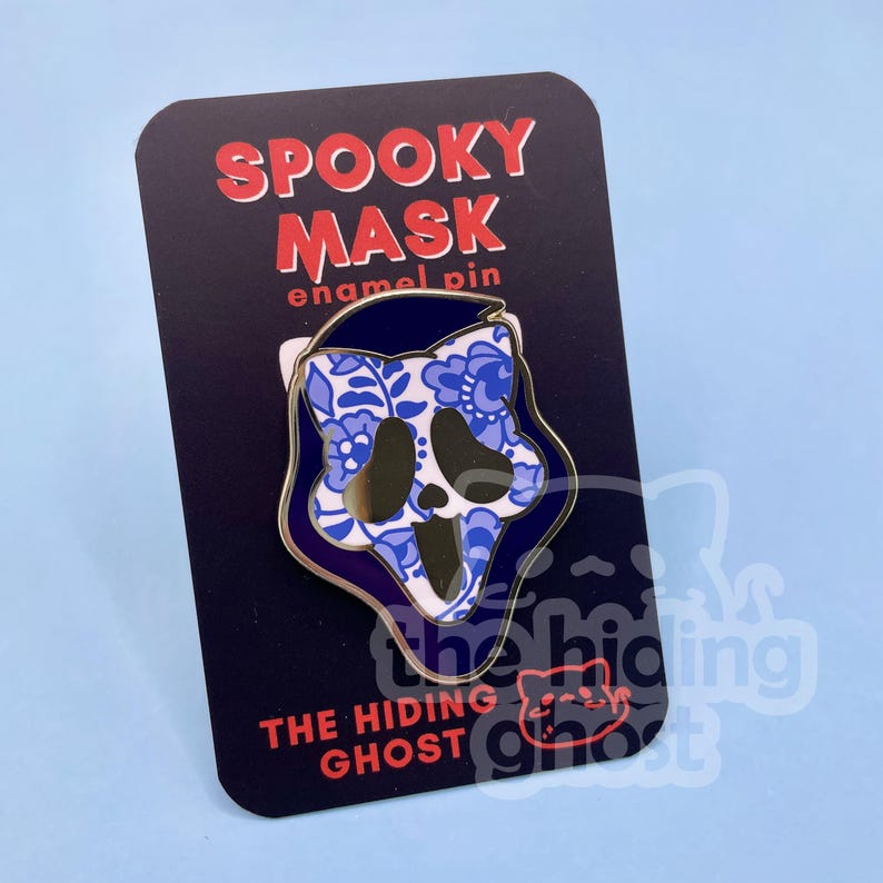 Scream Porcelain Mask Enamel Pin | Spooky Pin | Kawaii Pin | Pastel Pin ...