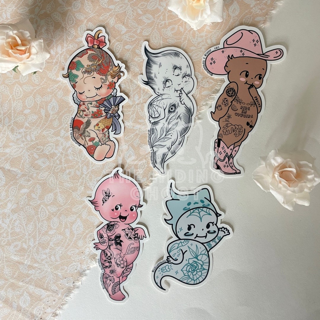 Tattooed Kewpie Doll Stickers Kawaii Sticker Laptop - Etsy