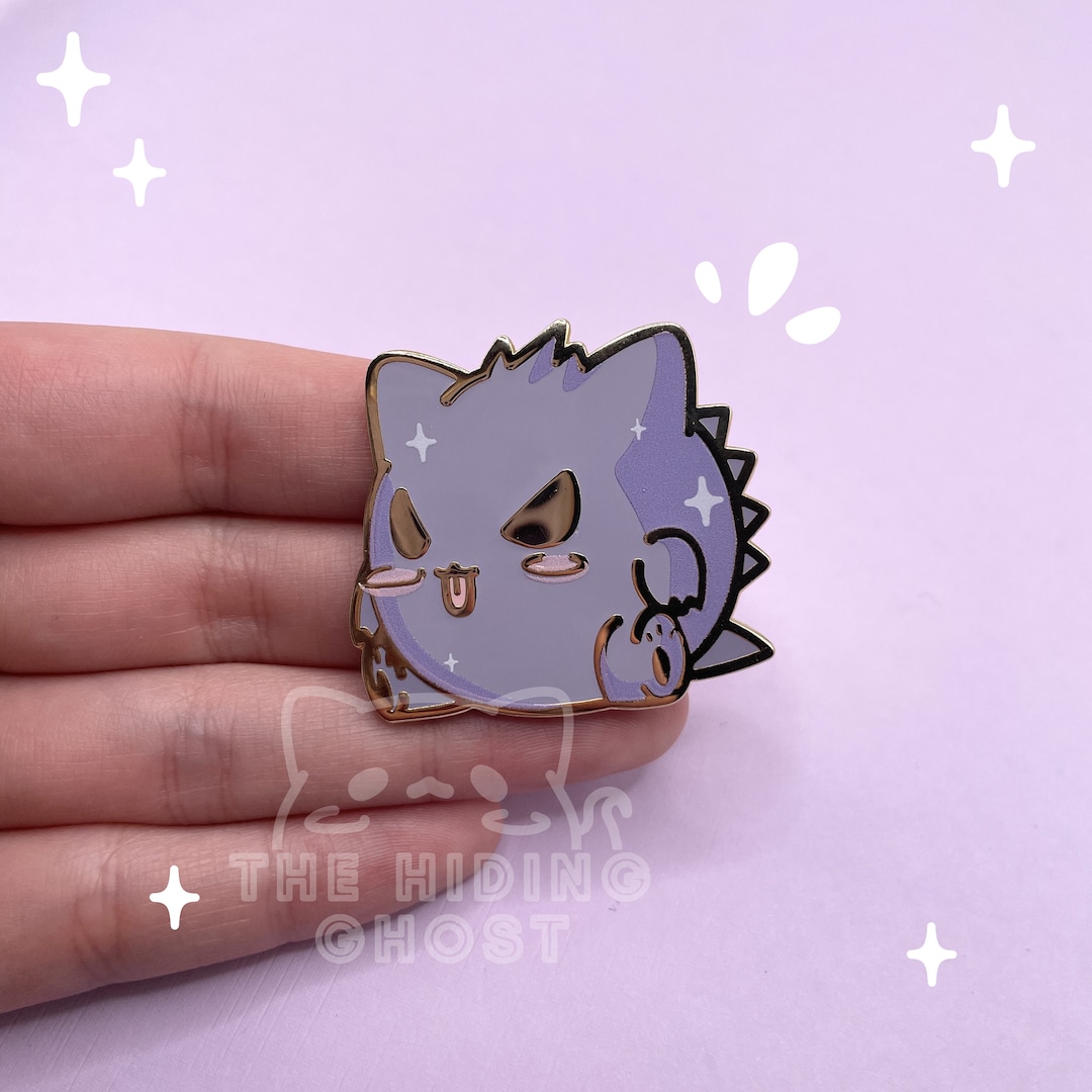Ghost Poke-cat Gengar Enamel Pin | Spooky Pin | Kawaii Pin | Pastel Pin ...