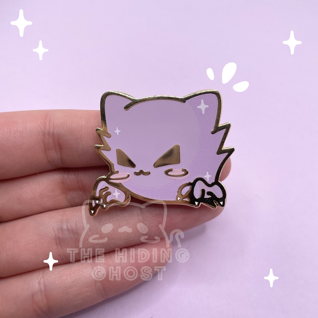 Ghost Poke-cat Haunter Enamel Pin | Spooky Pin | Kawaii Pin | Pastel ...