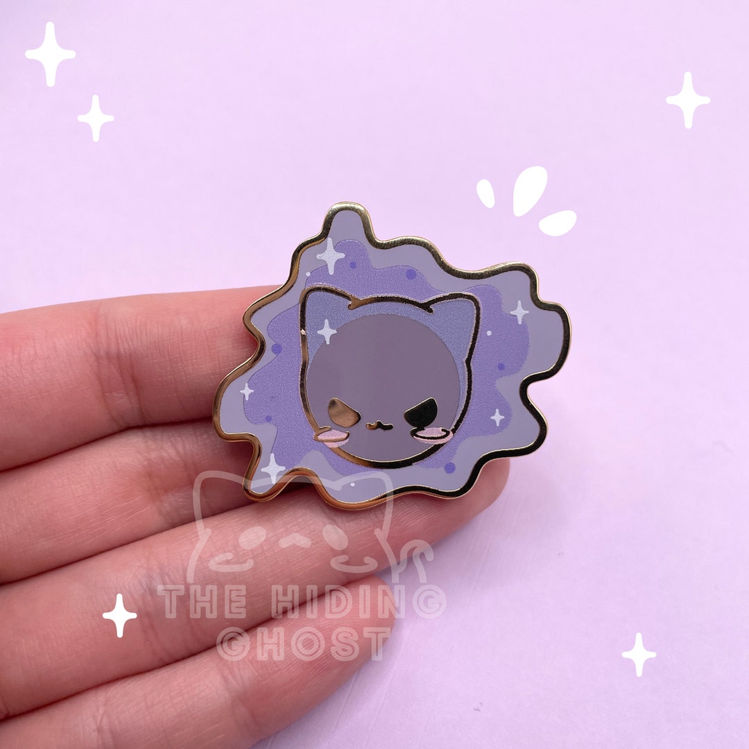 Ghost Poke-cat Gastly Enamel Pin | Spooky Pin | Kawaii Pin | Pastel Pin ...
