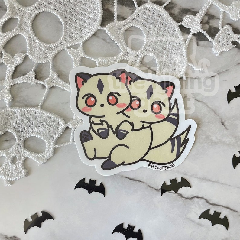 Two Headed Anime Cats Stickers | Kawaii Sticker | Laptop Sticker | Die ...