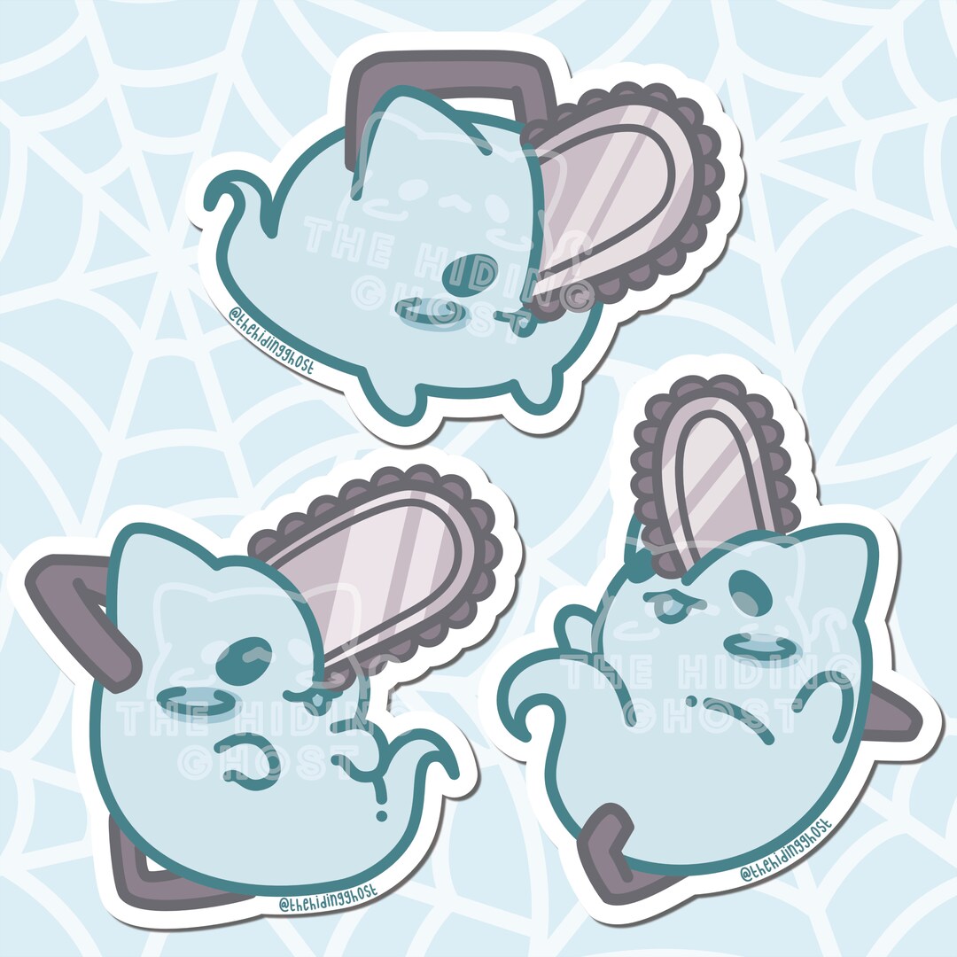 Chainsaw Ghost Cat Stickers | Kawaii Sticker | Laptop Sticker | Die Cut ...