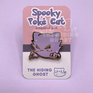 Ghost Poke-cat Haunter Enamel Pin | Spooky Pin | Kawaii Pin | Pastel ...