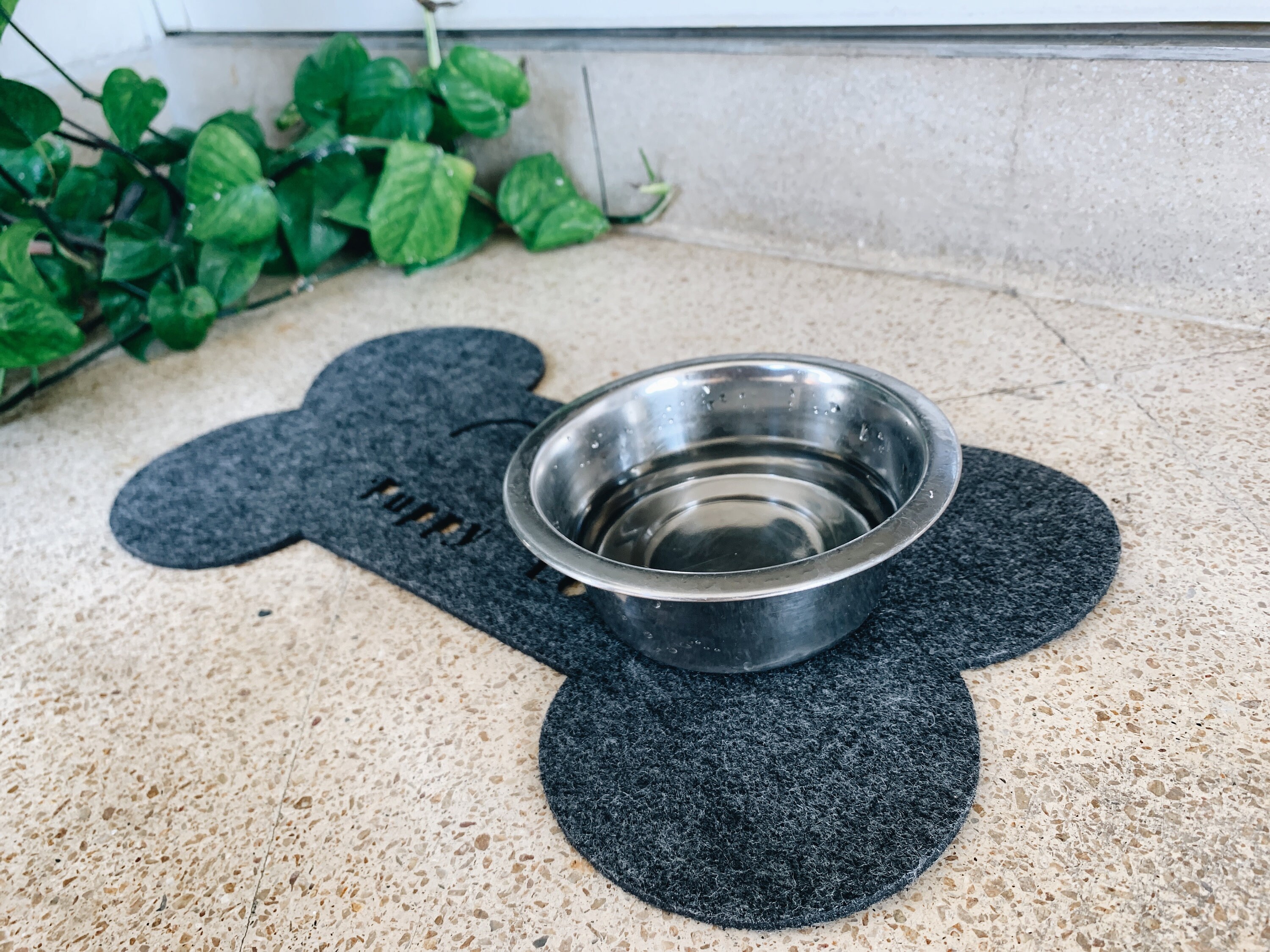 Dog Bone Shape Mat Felt Dog Mat Gray Dog Mat Bone Shape - Etsy