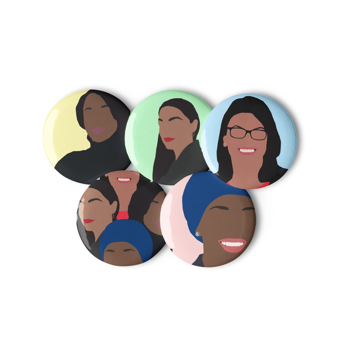 The Squad Set of Pin Buttons, Alexandria Ocasio Cortez AOC, Ilhan Omar ...