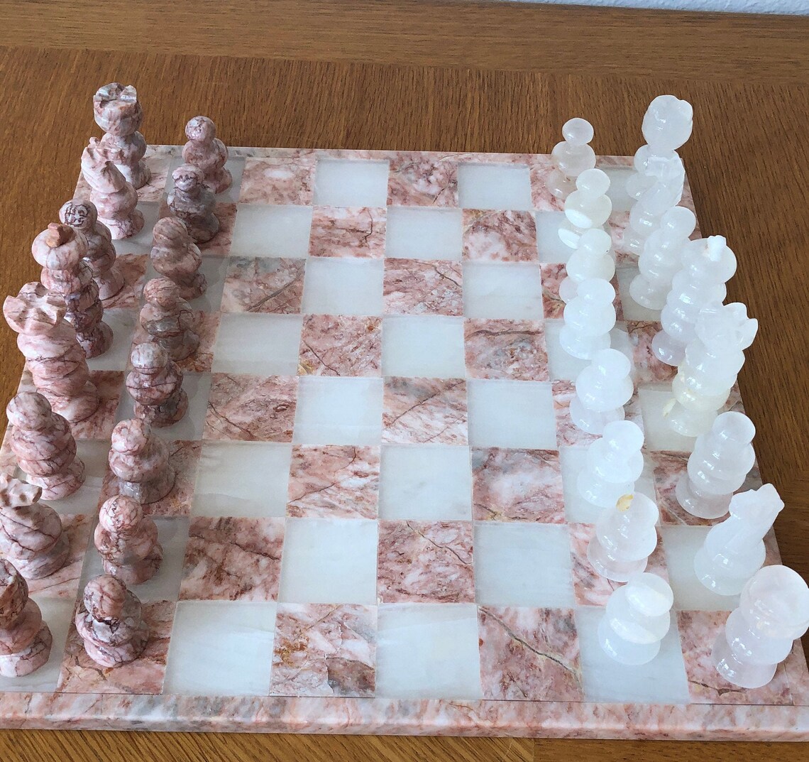 Special Gift Chess Set Original Hand-carved Polished Pink & | Etsy