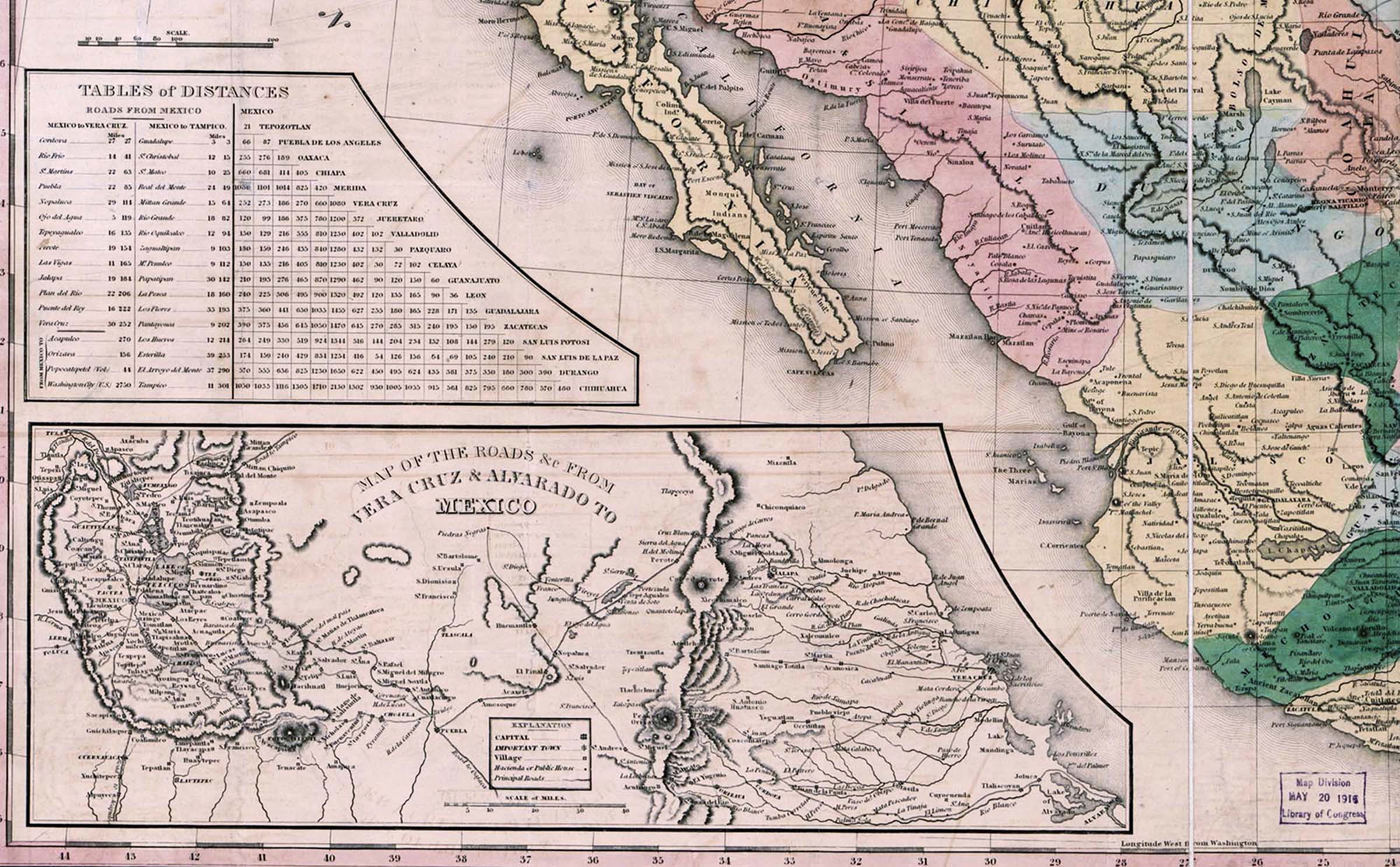 Republic of Mexico Map From 1846 Showing Parts of the United States of ...