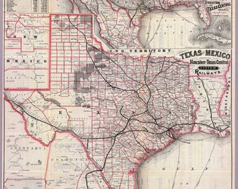 Texas Railroad Map - Etsy