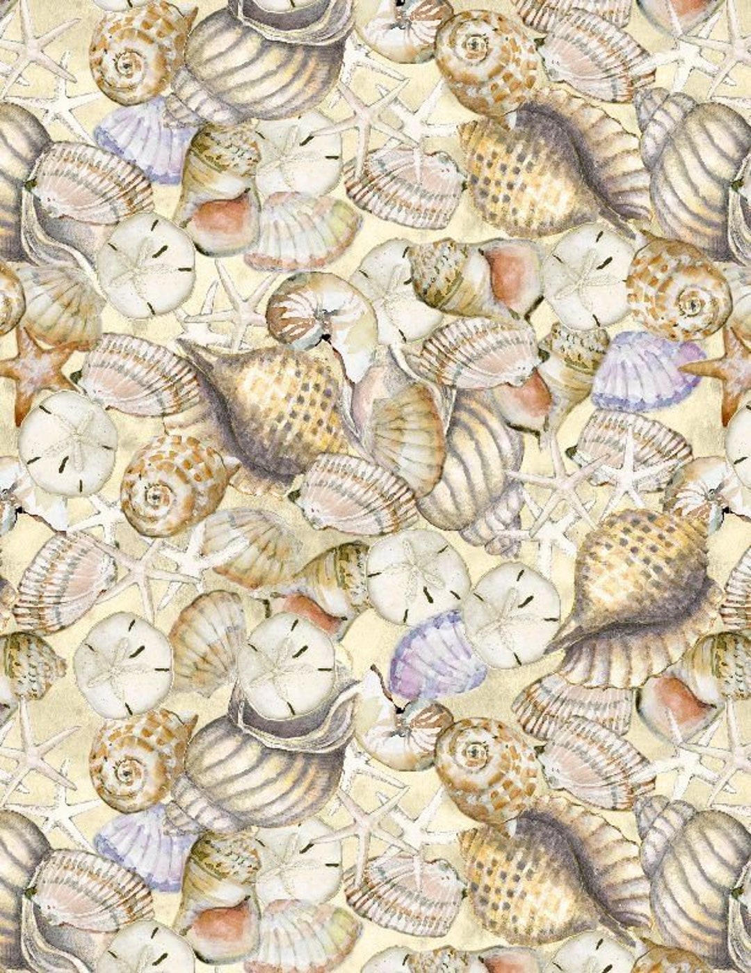 Sea Shell Fabric, Coastal Sanctuary, Susan Wignet, 39784-226 - Etsy