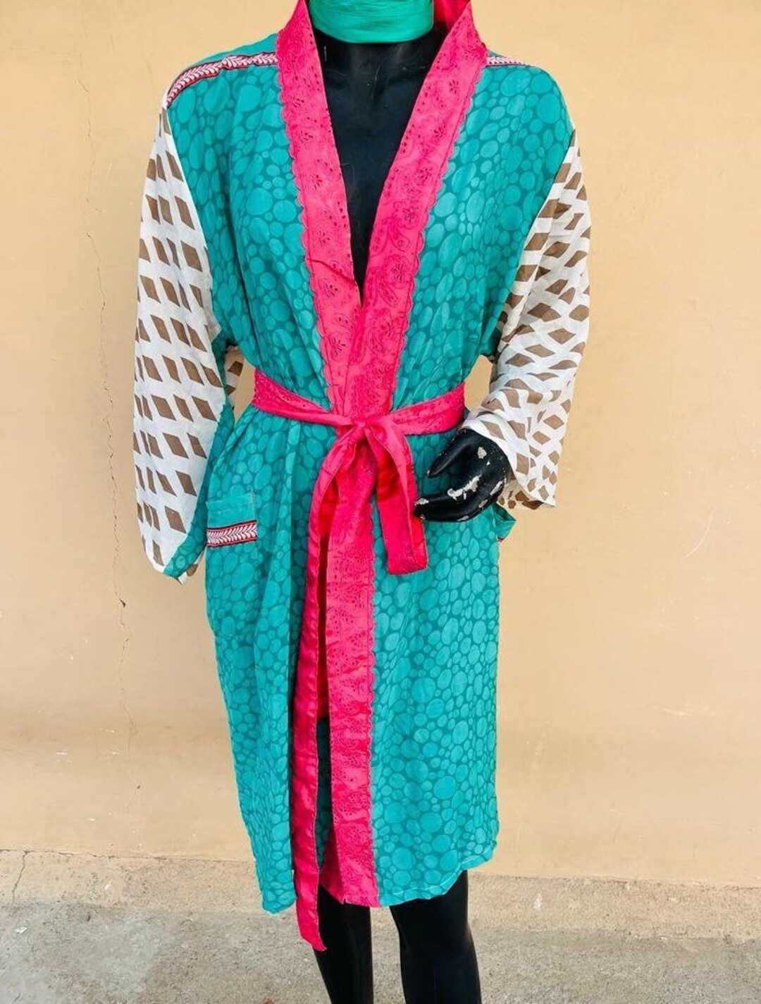 Teal Green Silk Robe Beach Kimono for Women aqua Robeblue - Etsy