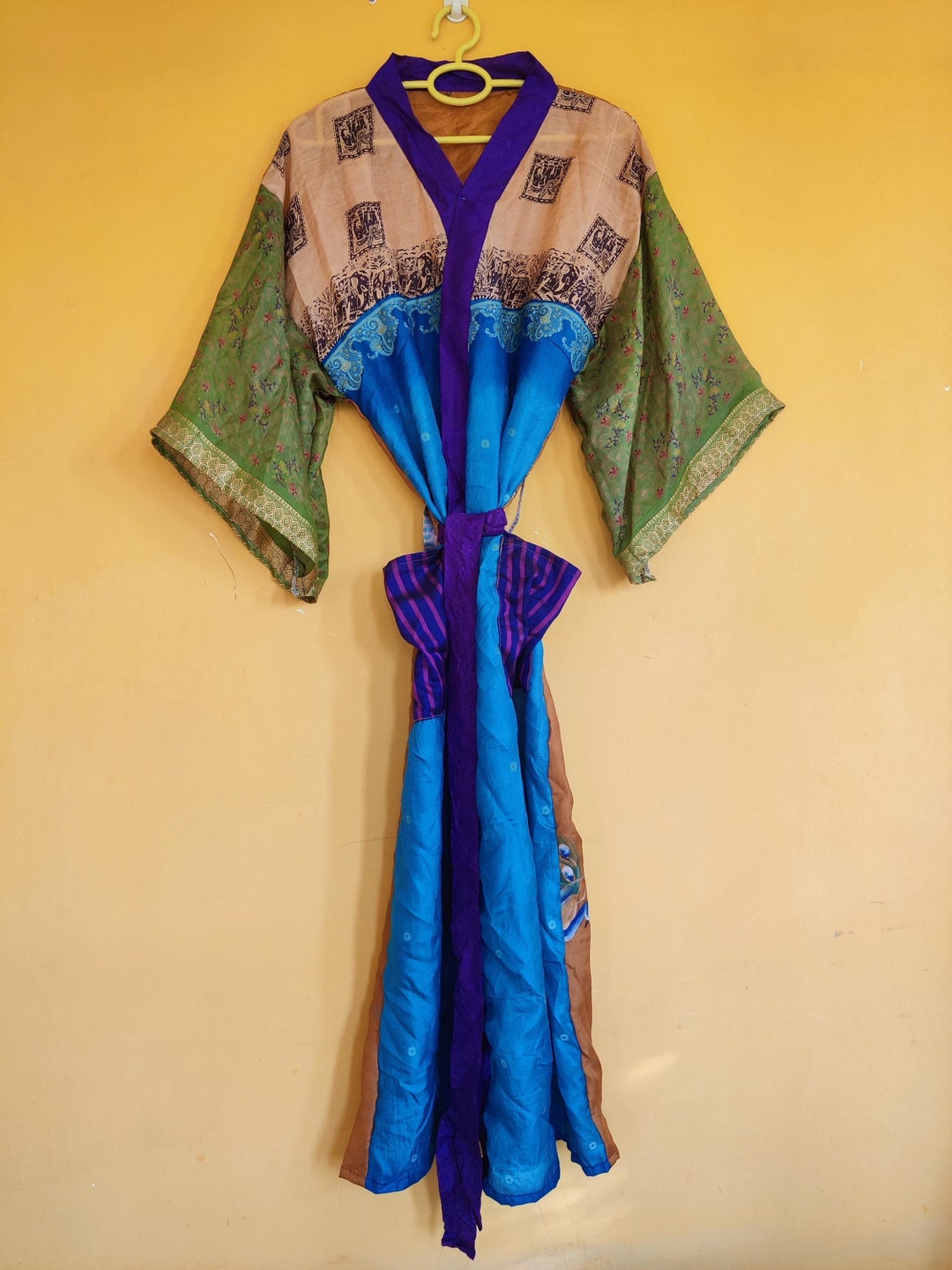 Bohemian Recycled Silk Bath Robe, Vintage Silk Bath Robe, Upcycled Silk ...