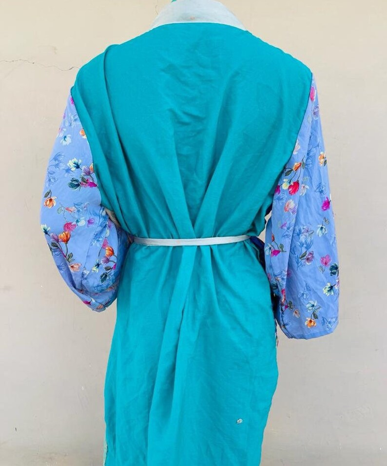 Blue Silk Robe Bridal Gift Blue Floral Silk Robe Silk Lounge Wear ...