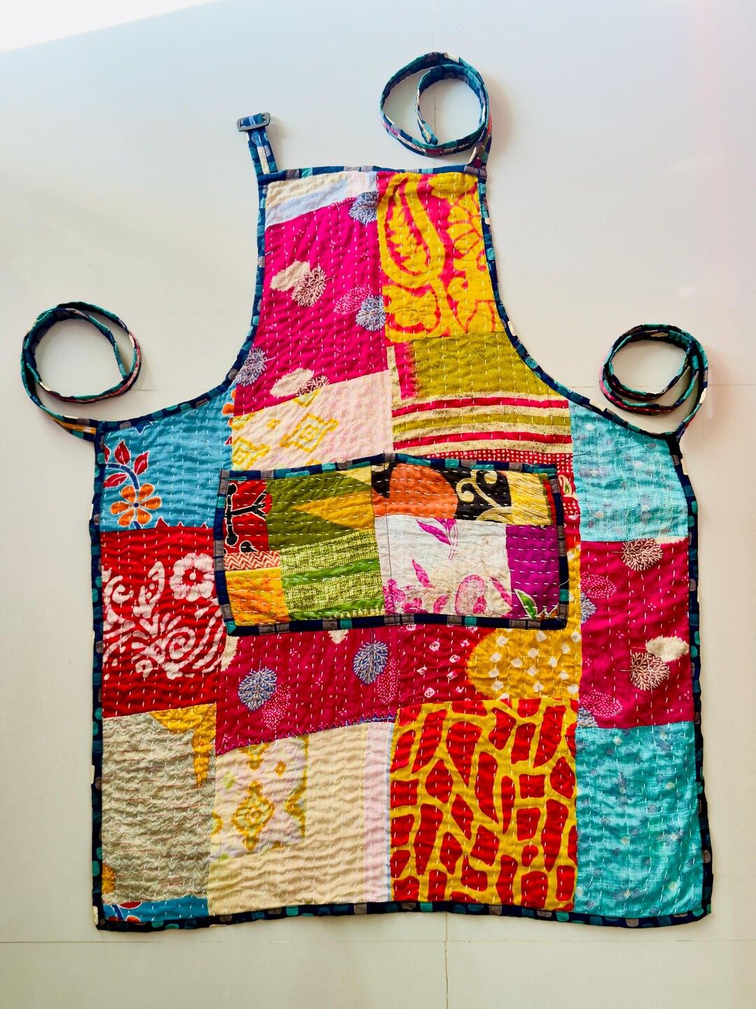 Handmade Kantha Apron: Upcycled Patchwork Cotton, Boho Kitchen - Etsy