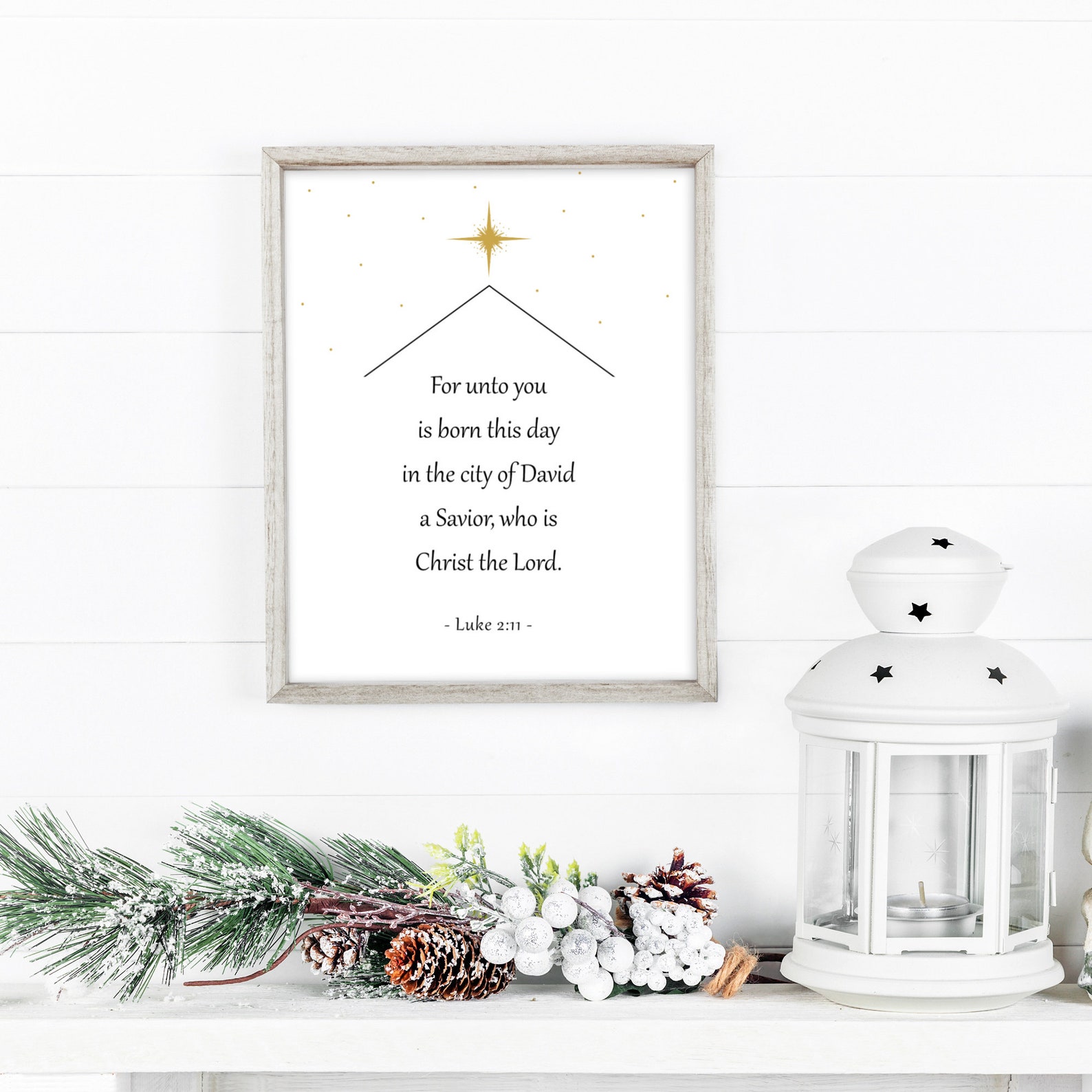 Luke 2:11, Christmas Bible Verse Wall Art, Christmas Scripture Wall Art ...