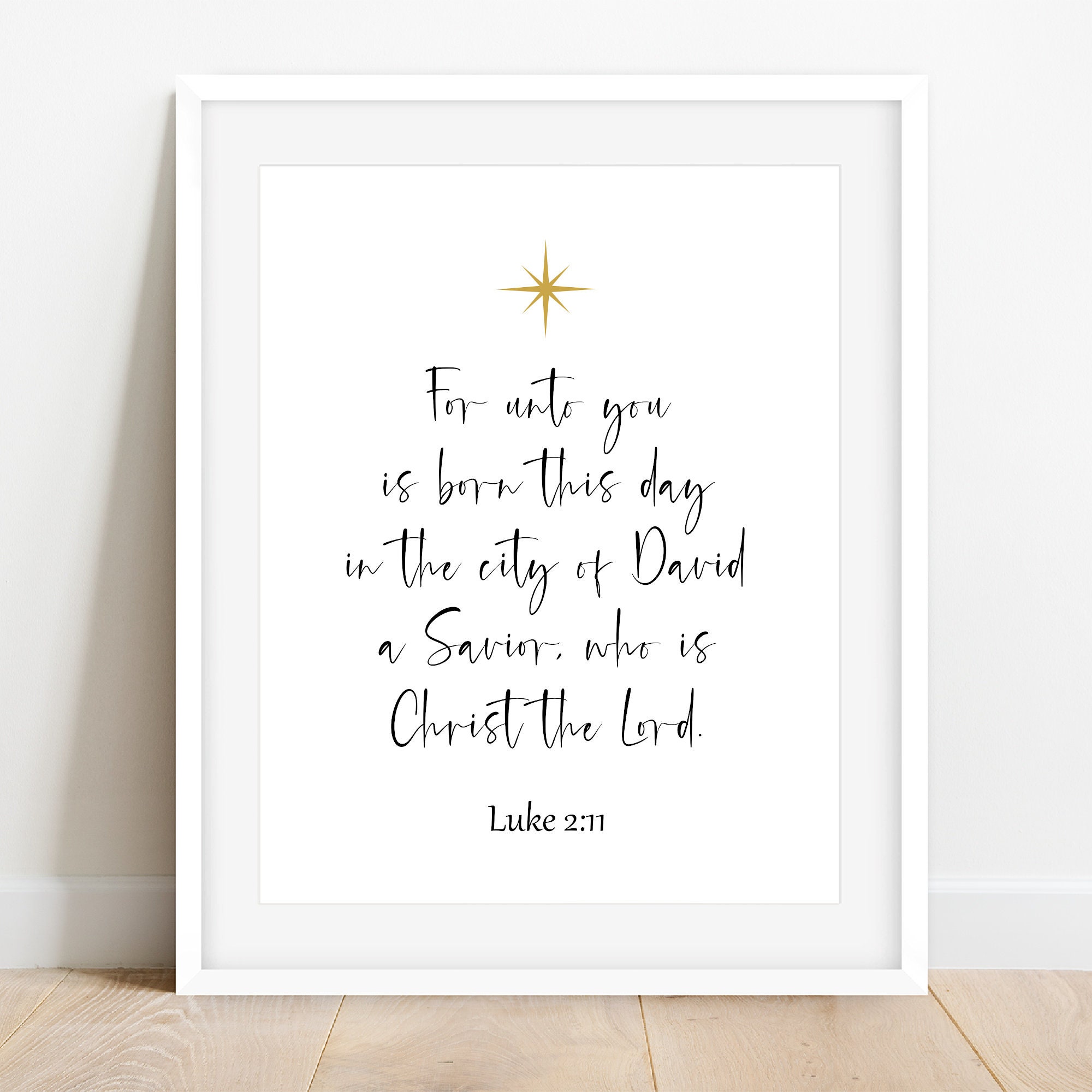 Luke 2:11, Christmas Bible Verse Wall Art, Christmas Scripture Wall Art ...