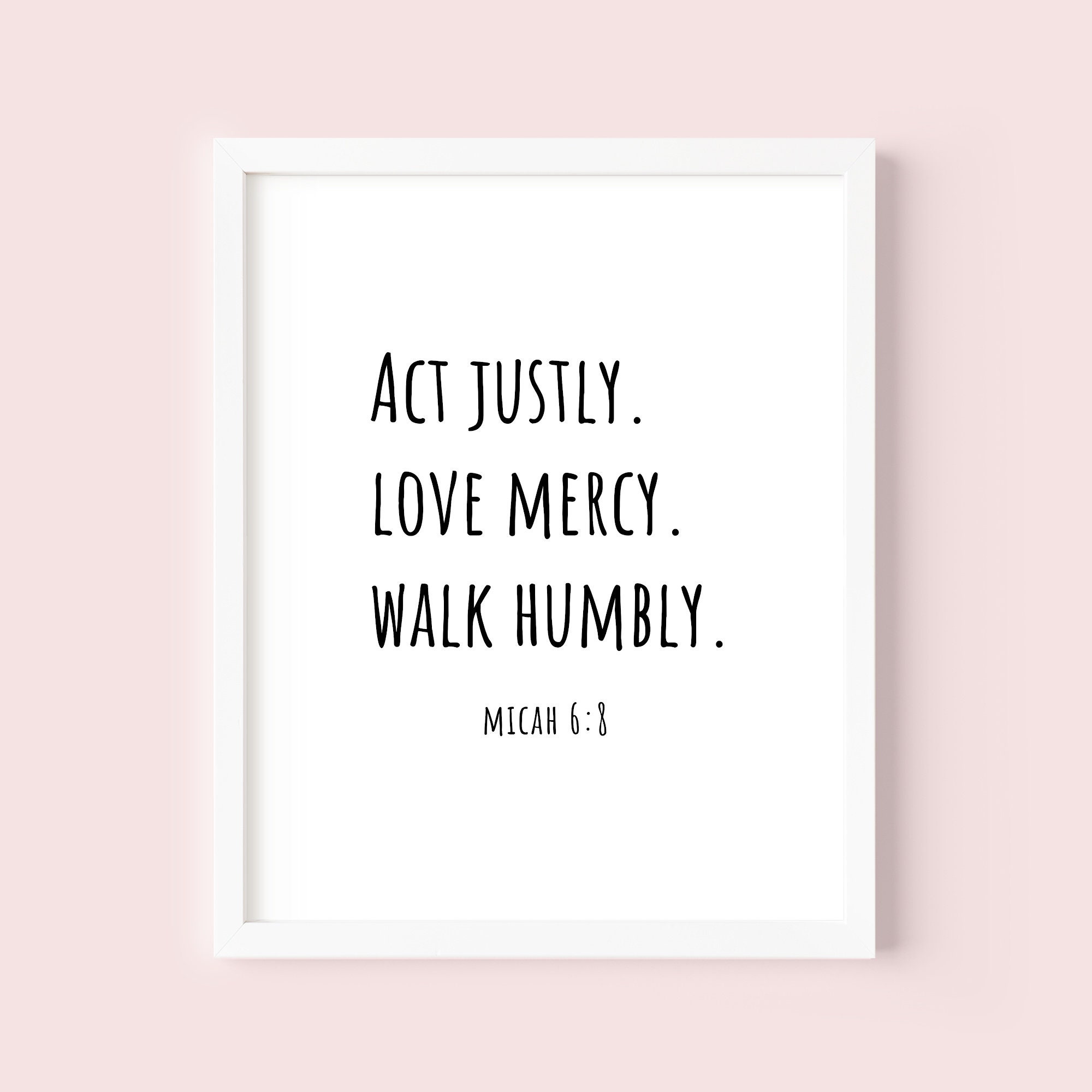 Micah 6:8 Wall Art Printable Quote, Bible Verse Wall Art, Minimalist ...