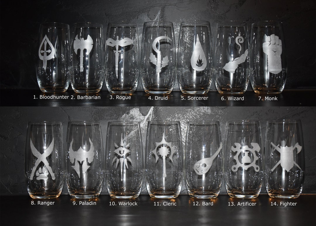 Dungeons & Dragons (dnd): Classes - TTRPG Engraved Glasses - Etsy