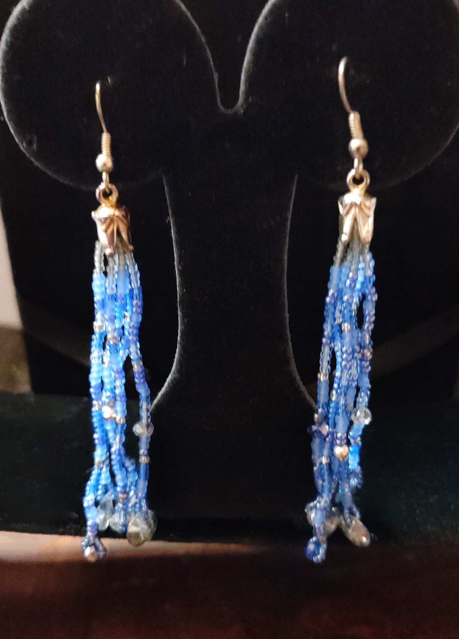 Multi-strand Crystal and Seed Bead Dangle Earrings - Etsy