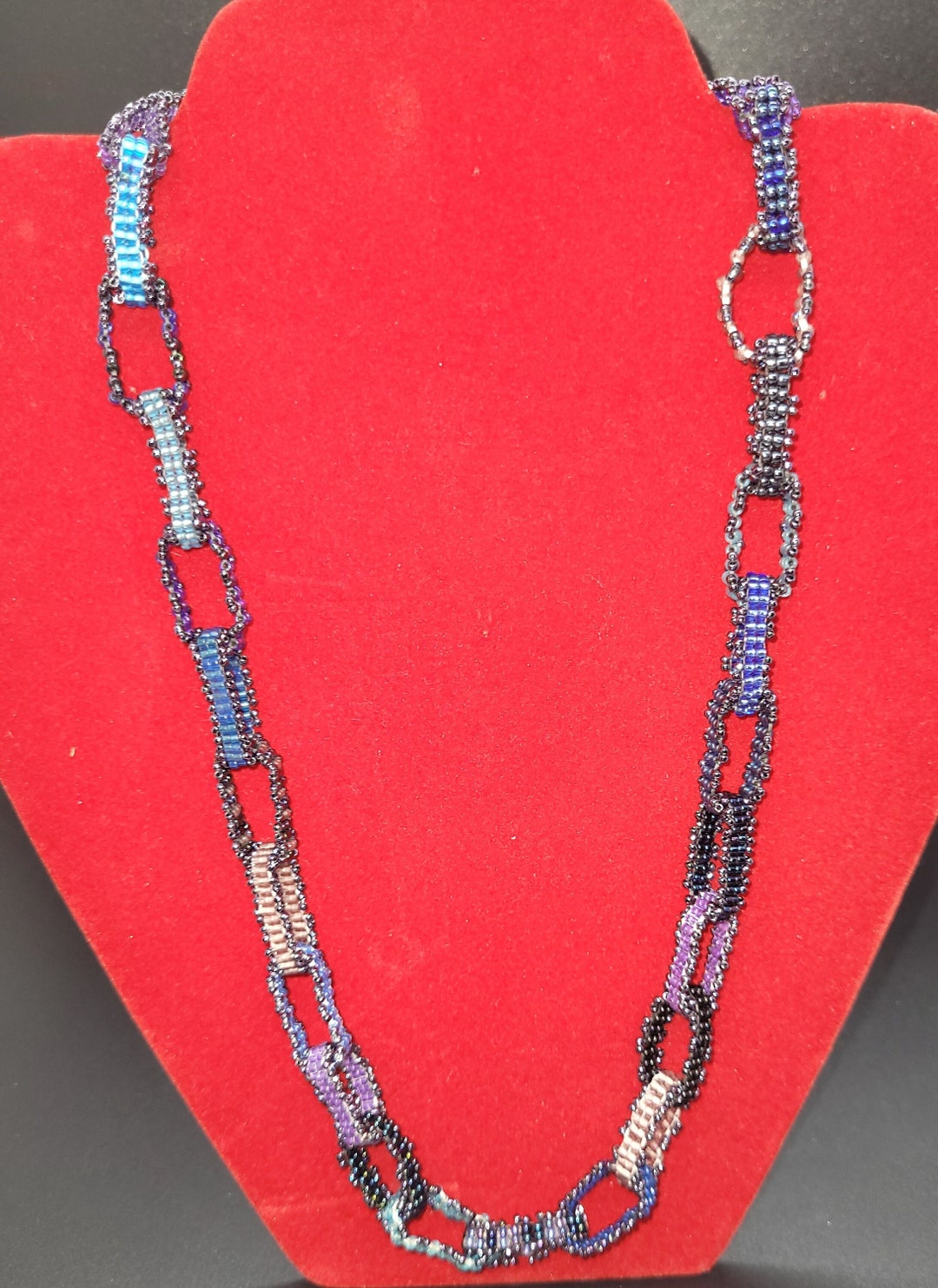 Beaded Paper Clip Style Link Necklace - Etsy