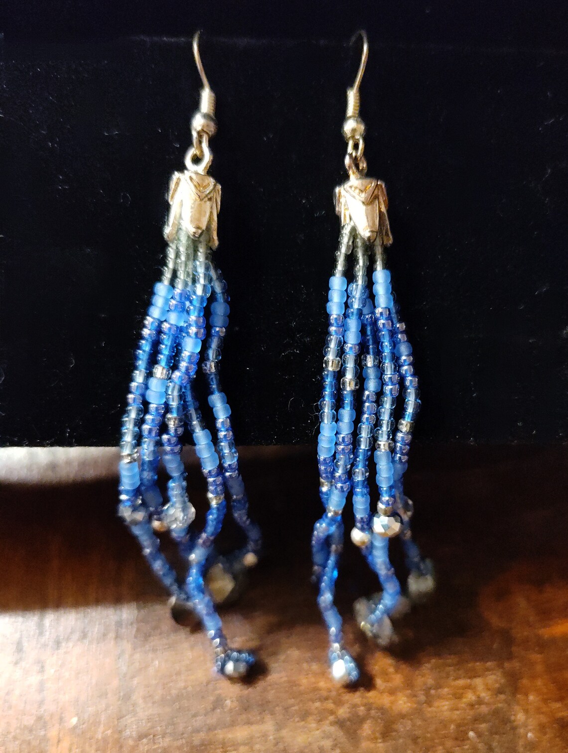 Multi-strand Crystal and Seed Bead Dangle Earrings - Etsy