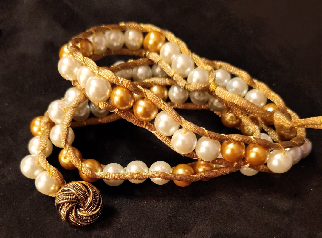 Faux Pearl Wrap Bracelet - Etsy