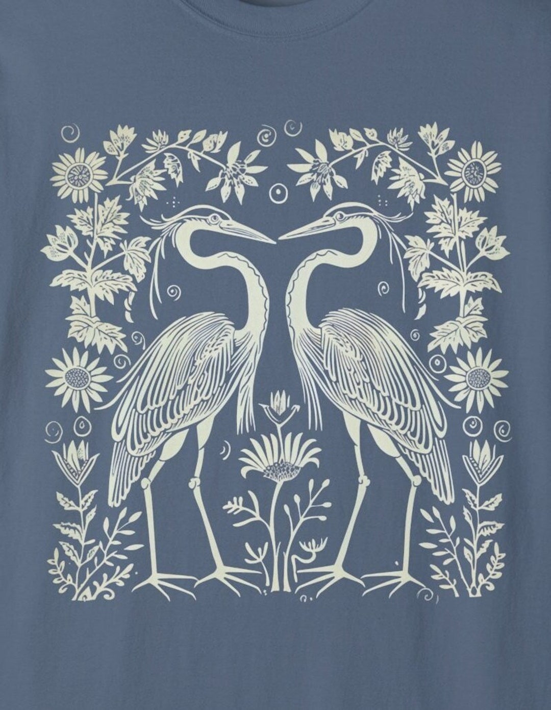 Blue Herons Tee - Unisex Garment-dyed, Relaxed Fit T-shirt - Bird Lover ...