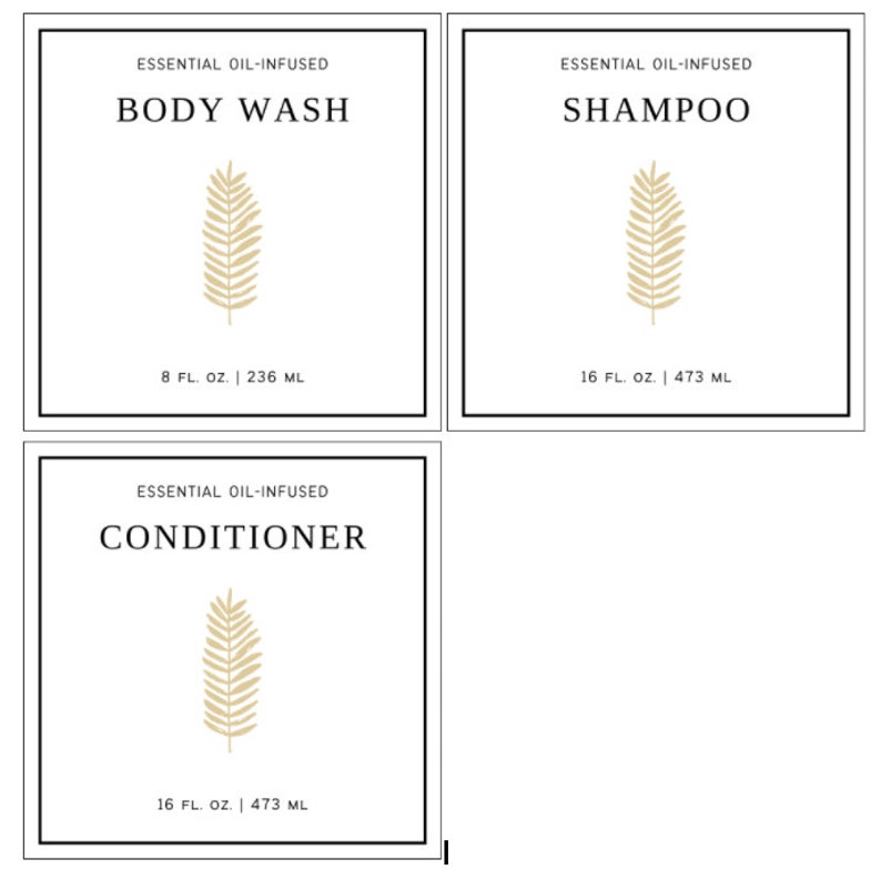Shampoo, Conditioner, Body Wash Labels, Digital Download, Simple Labels ...
