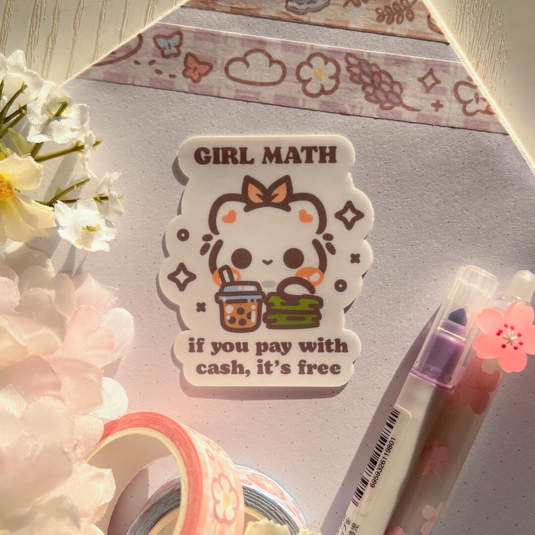 Cute Girl Math Sticker | Cat Sticker, Kitty, Ribbon, Kawaii Sticker ...