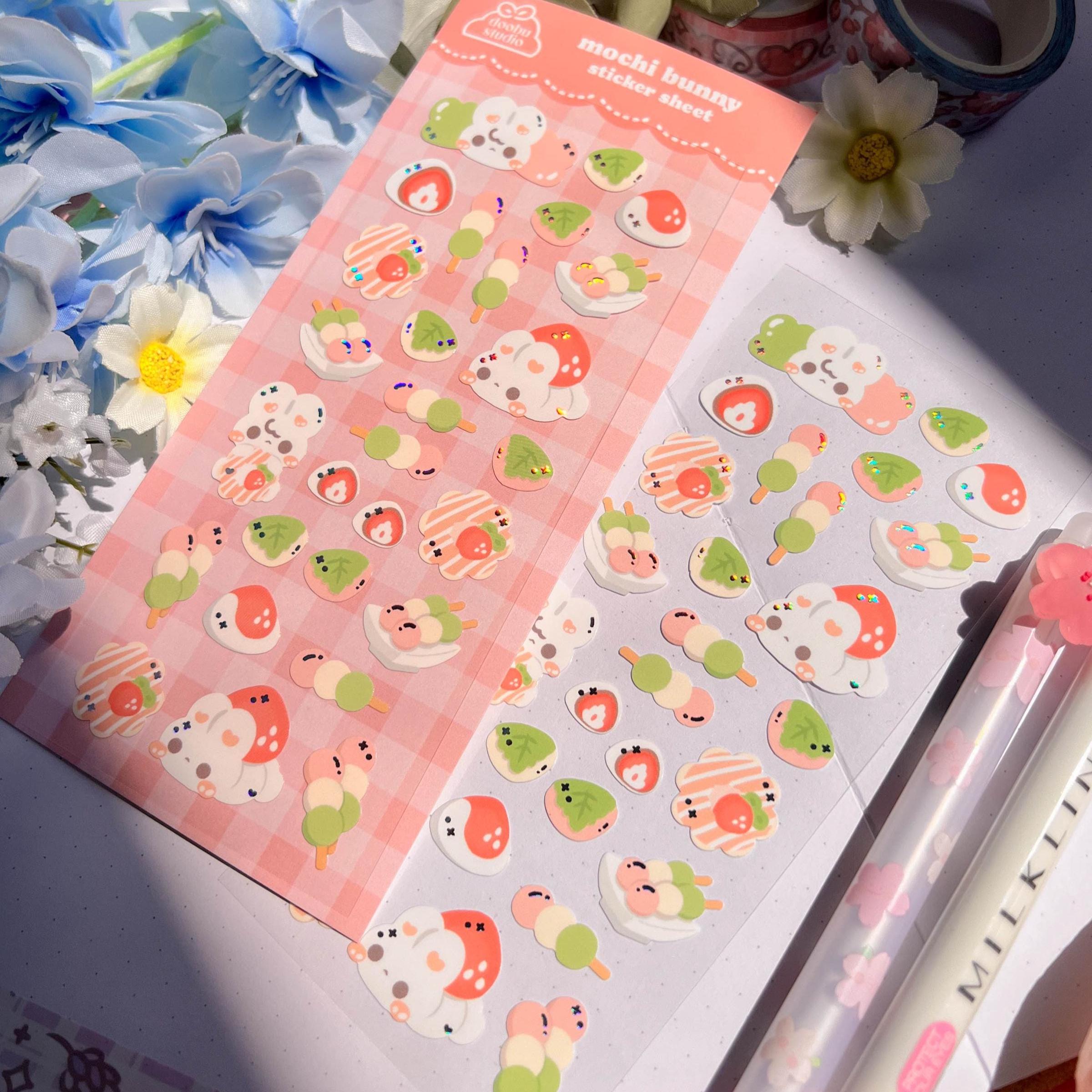 Cute Mochi Bunny Sticker Sheet | Holographic Sticker, Deco, Kawaii ...
