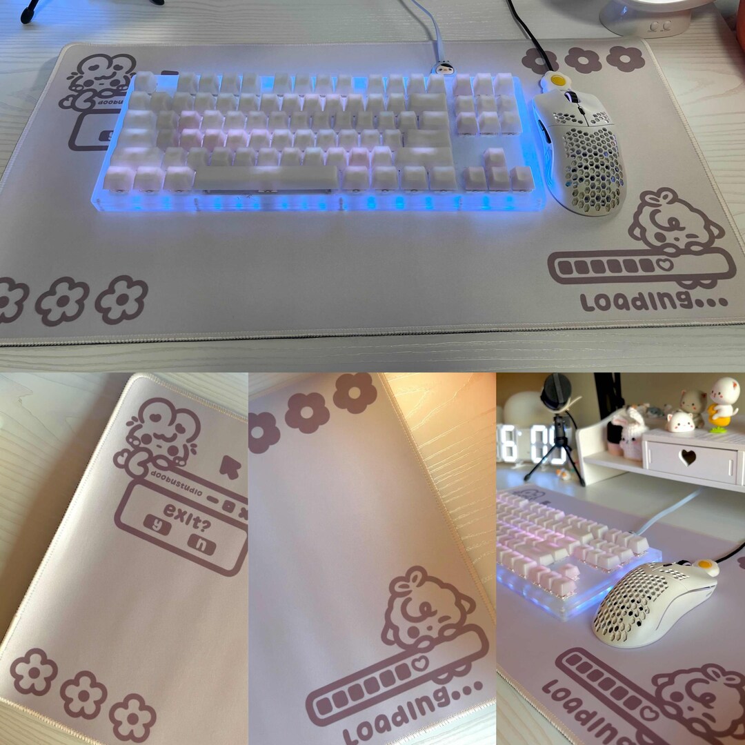 Cute Gaming Desk Mat / 30x60cm Desk Mat / Bunny Desk Mat / Lilac Grey ...