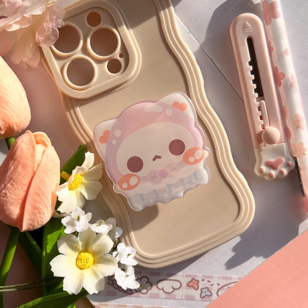 Cute Cat Jellyfish Phone Grip | Epoxy, Phone Stand, Phone Accessory ...
