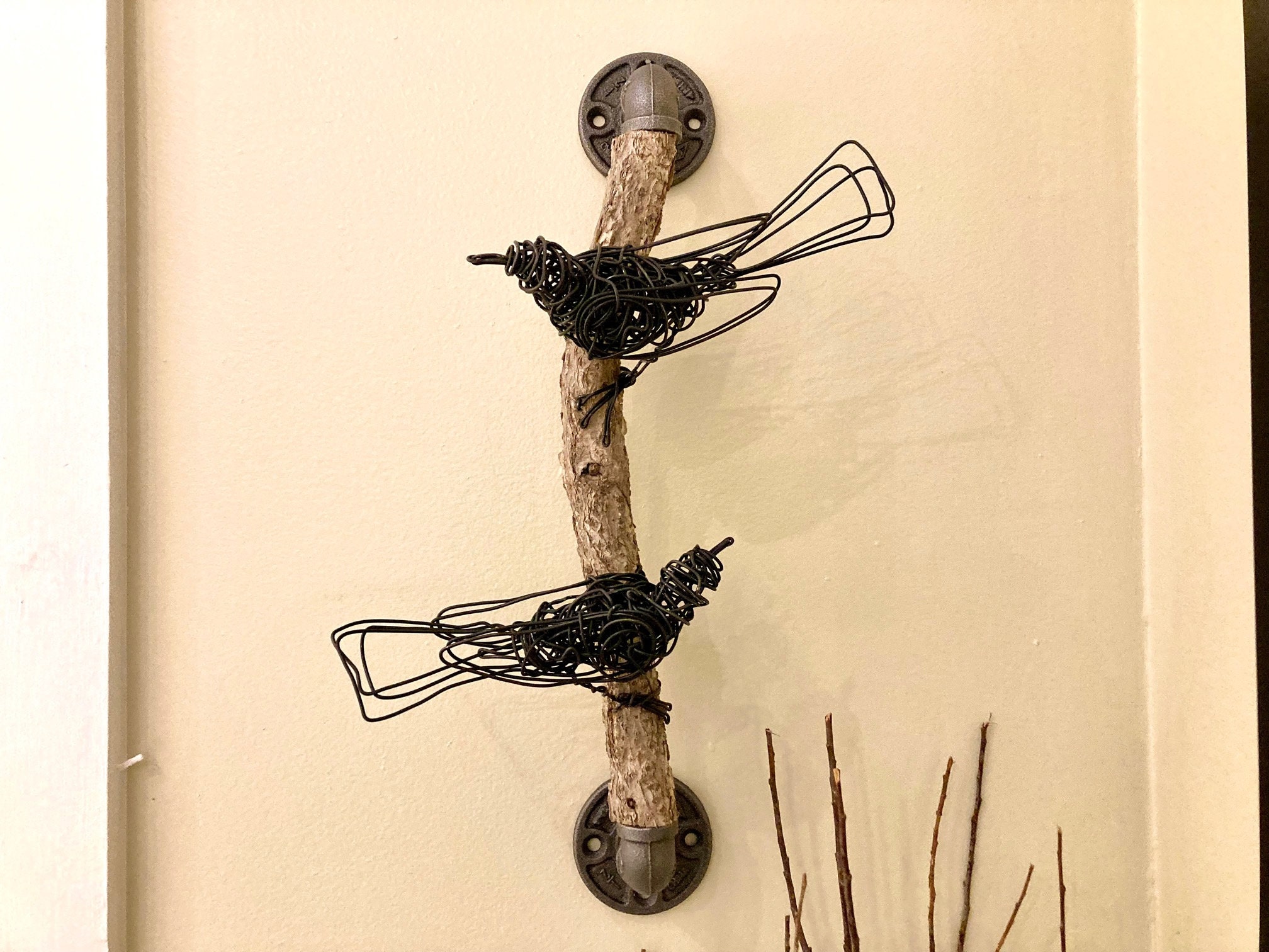 Original Handmade Wire Birds on Bittersweet Vine. Wire Art, Wire ...