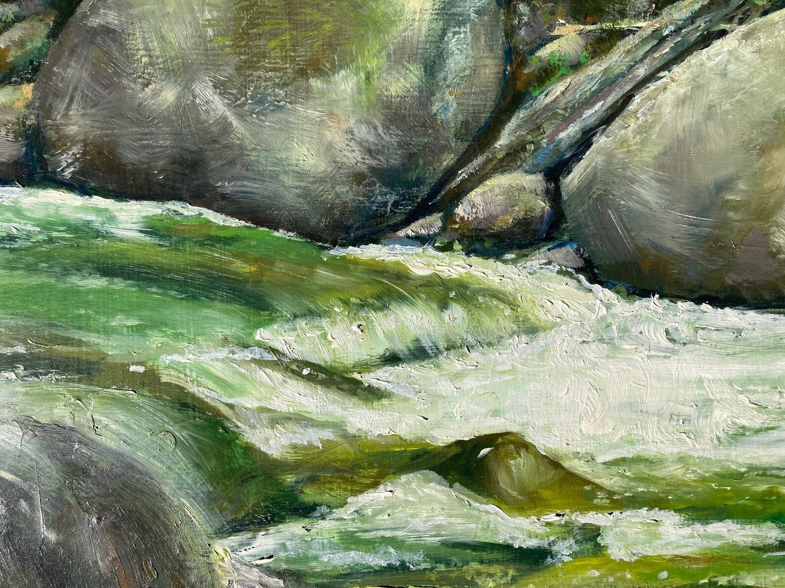 Rocky River Oil Painting, River, Rock, Vermont, Landscape Painting ...