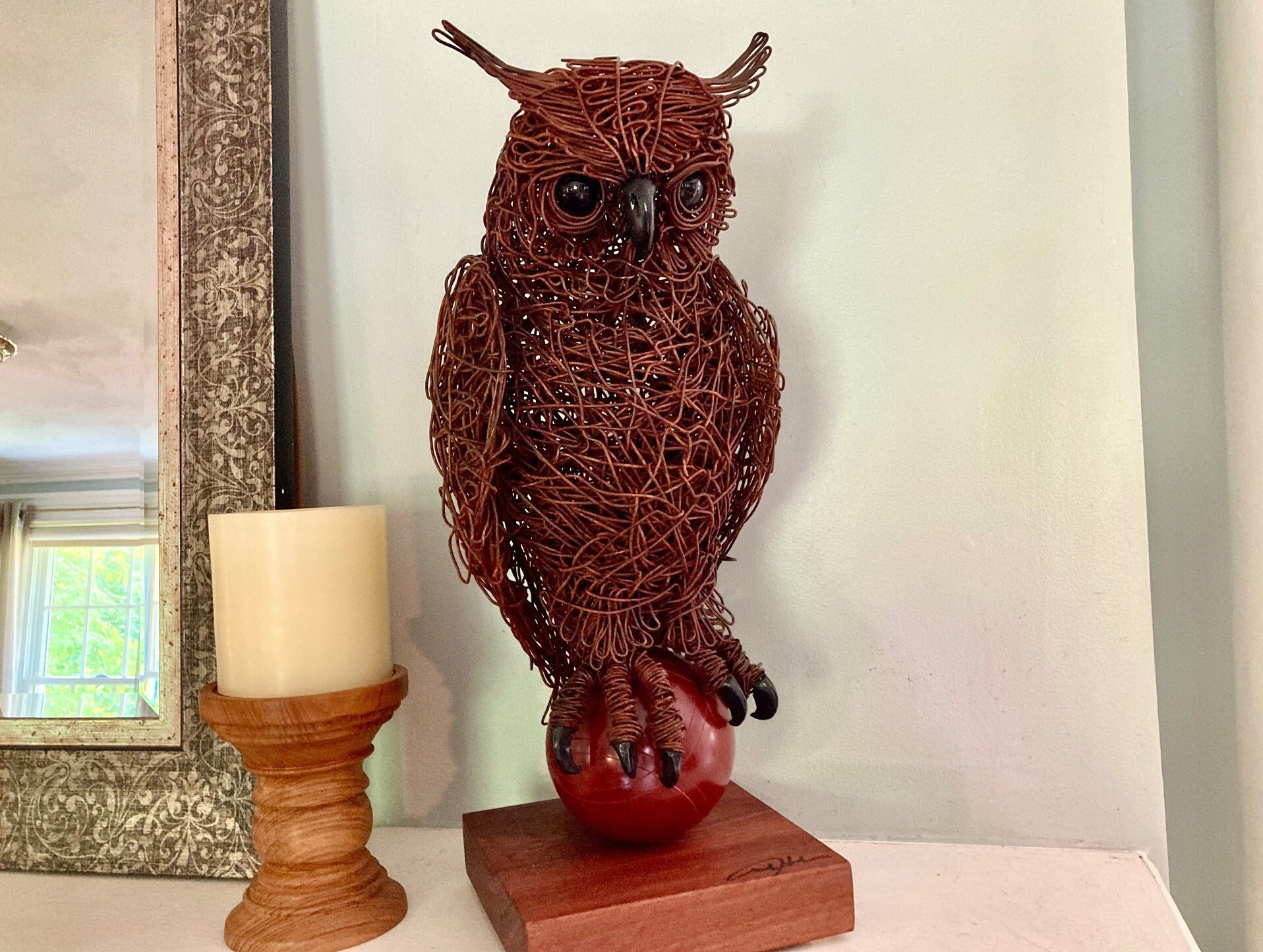 Original Handmade Owl Wire Sculpture. Wire Art, Wire Sculpture, Home ...