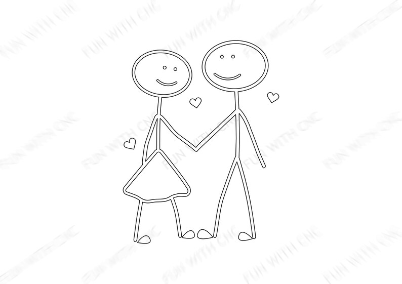 Stick People Couple in Love Holding Hands Digital Download Vector Files ...