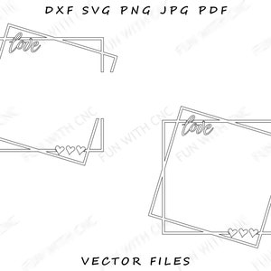 Double Square Love and Hearts Frame, Valentines Day, Love Split Frame ...