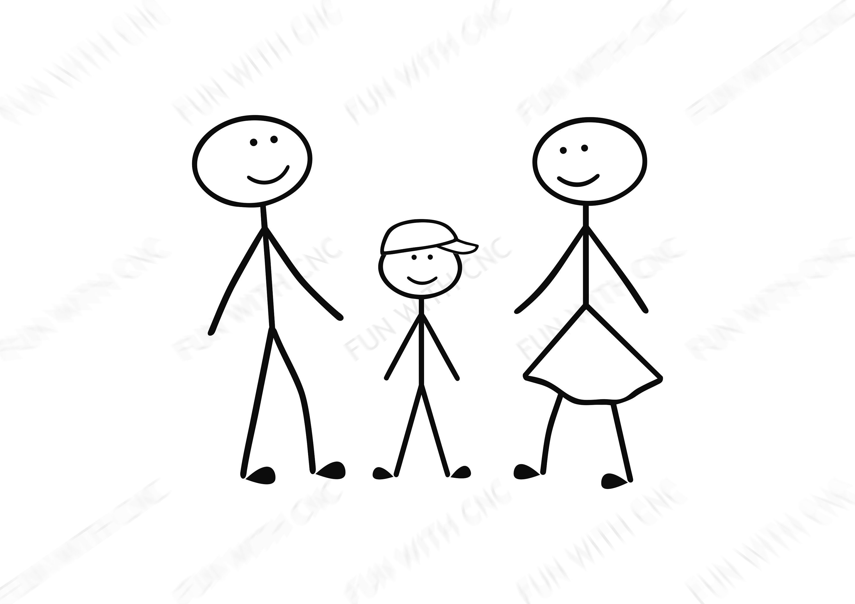 Family Stick Figures Of 3