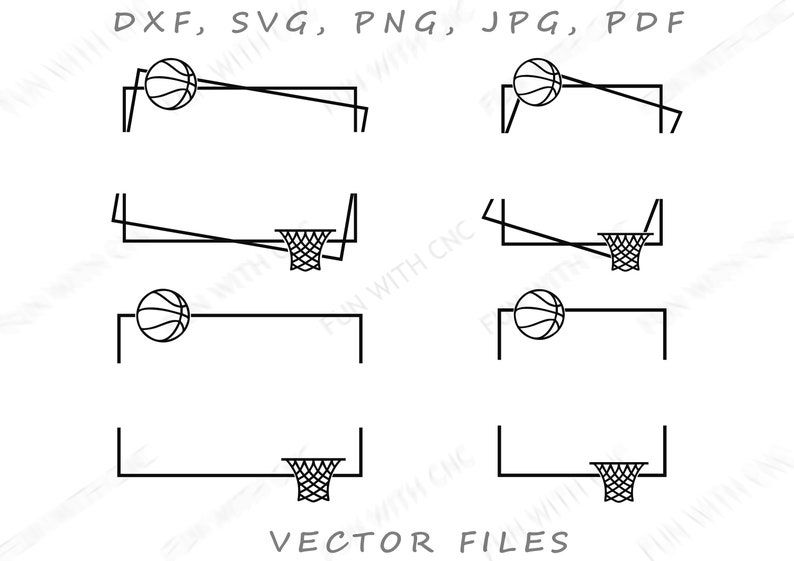 Basketball Split Frames With Ball and a Basketball Hoop With a Net ...