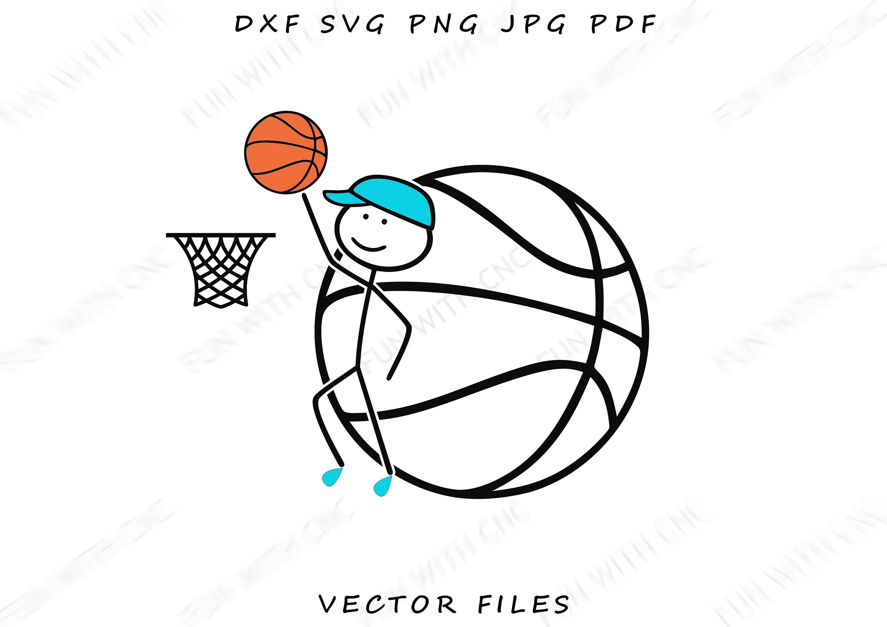 Stick Figure Boy Basketball