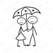Cute Stickman People Couple Under the Umbrella, Digital Download Files ...
