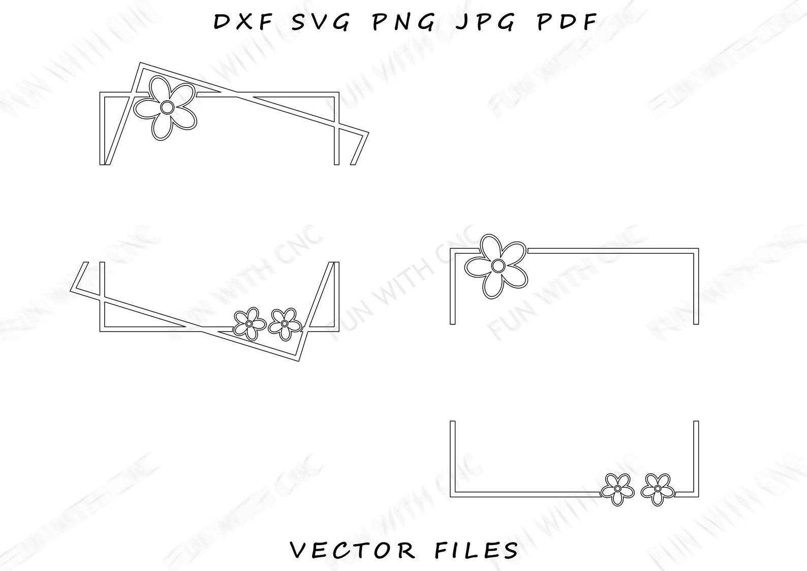 Square and Double Square Digital Frame With Daisy Flowers, Instant ...