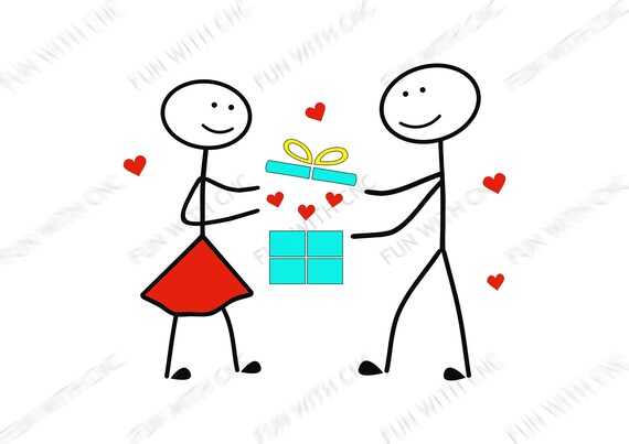 Stickman Couple Gift With Love Valentines Card Application | Etsy