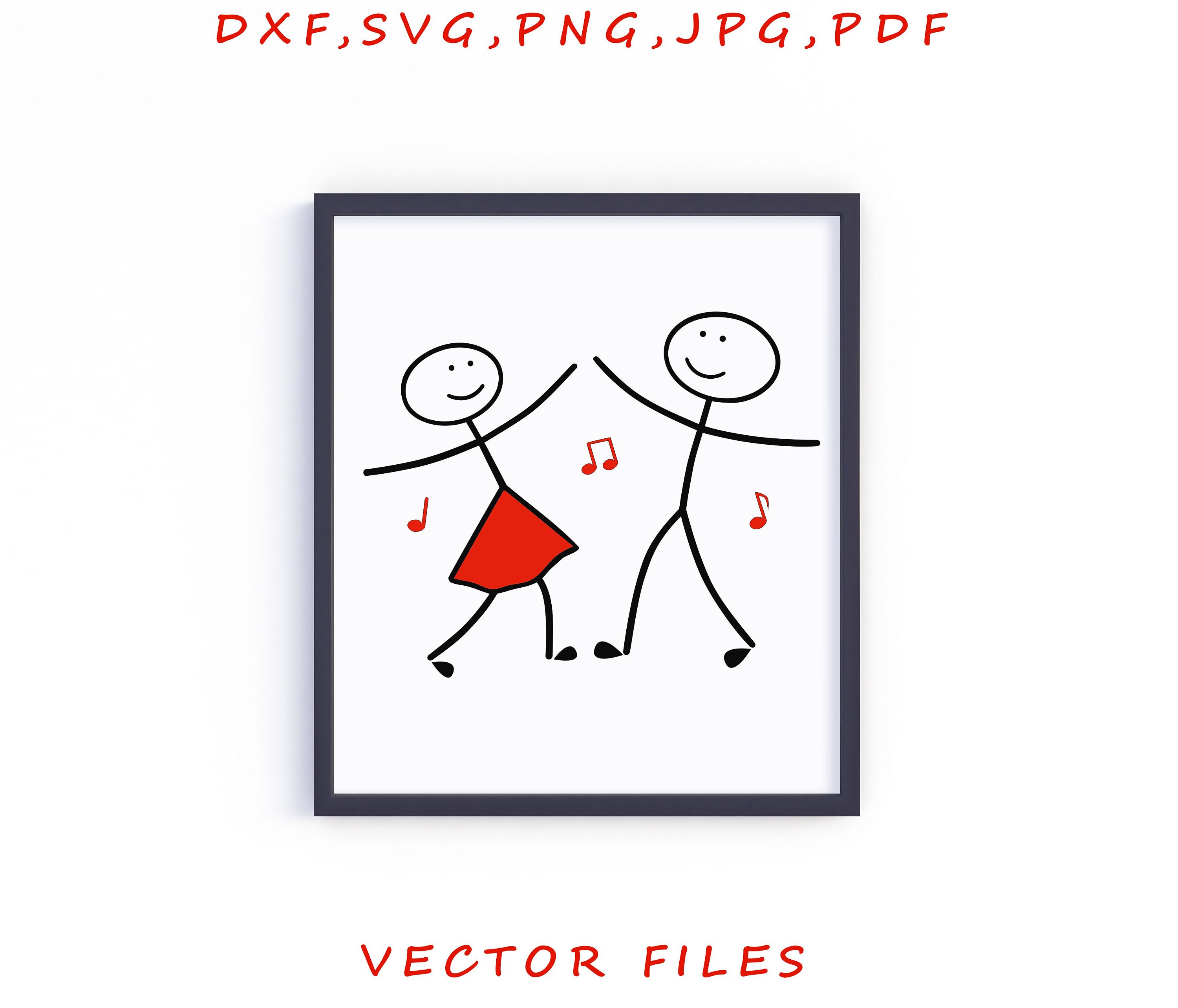 Dancing Stick People Couple Illustration Instant Download Vector Files ...