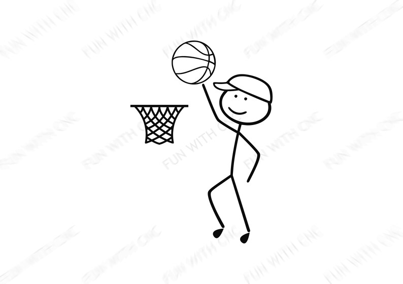 Basketball Player Stick Figure Boy Clipart, Basketball Illustration ...